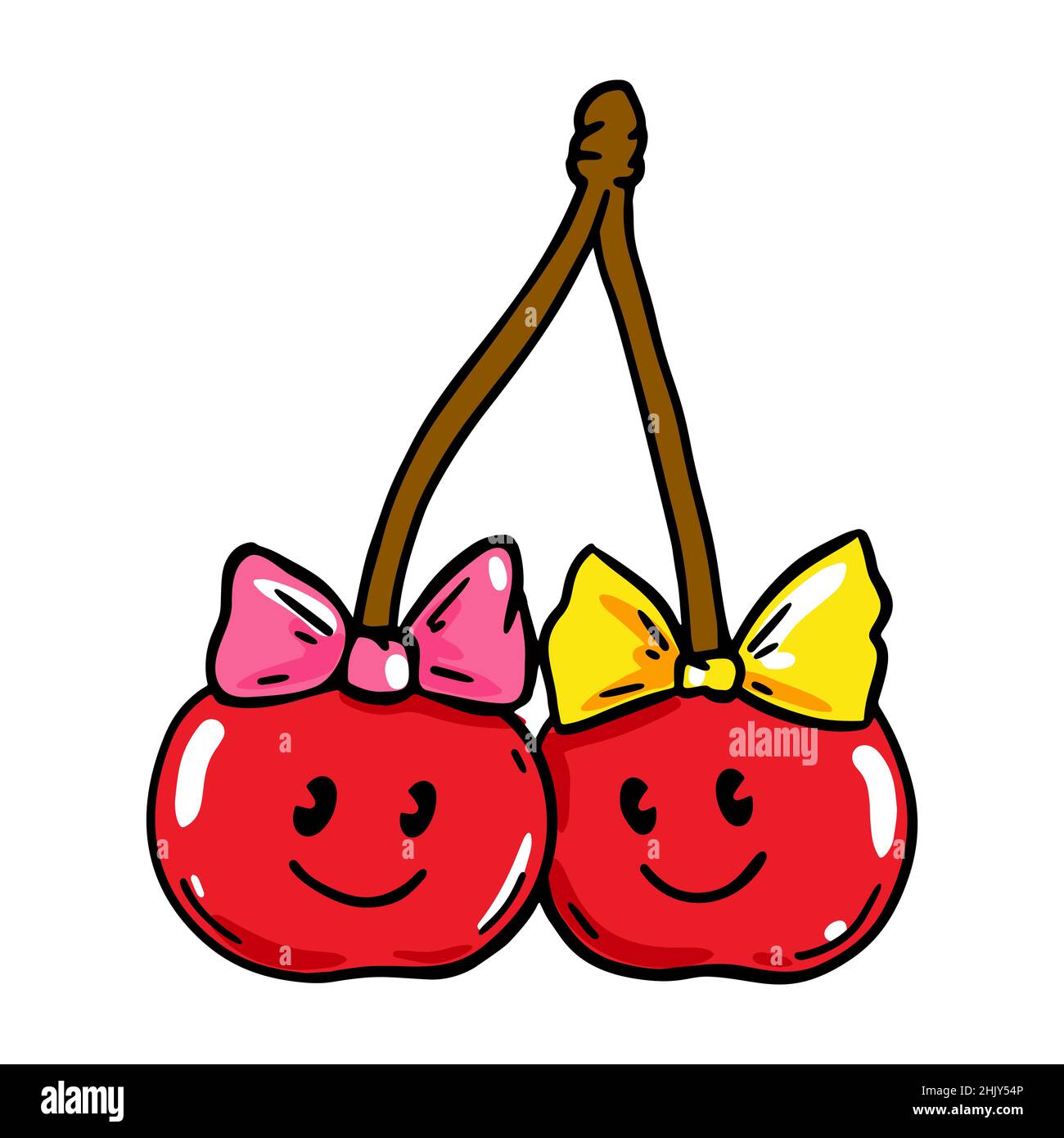 Hand drawn Cherries on one branch. Vector illustration Stock Vector ...