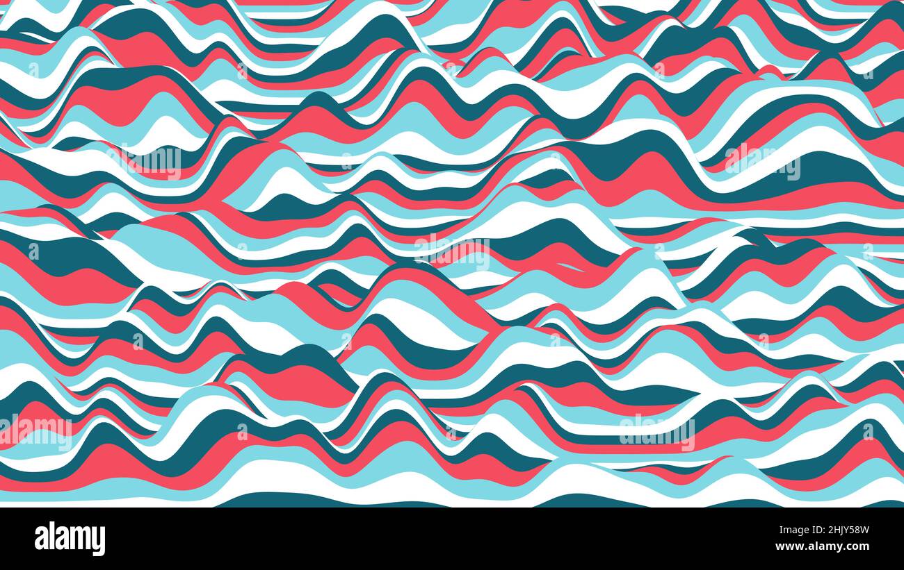 Retro blue and red stripes distorted backdrop. Procedural vintage ...