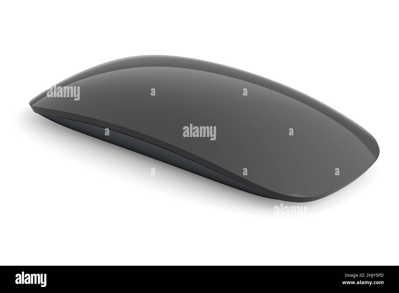 Realistic black wireless computer mouse with touch isolated on white ...