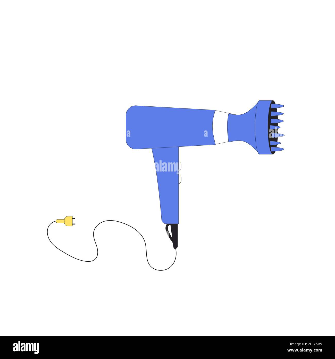 Hairdryer with diffuser nozzle on white background. Vector illustration ...