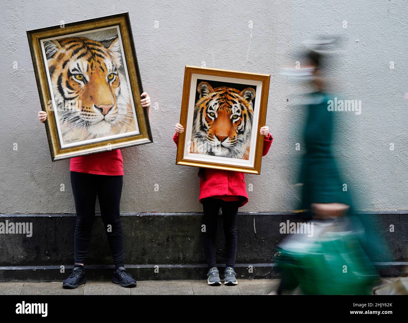 (Left-right) Tara (10) and Aoife (7) Mooney from Ashbourne in Co Meath ...