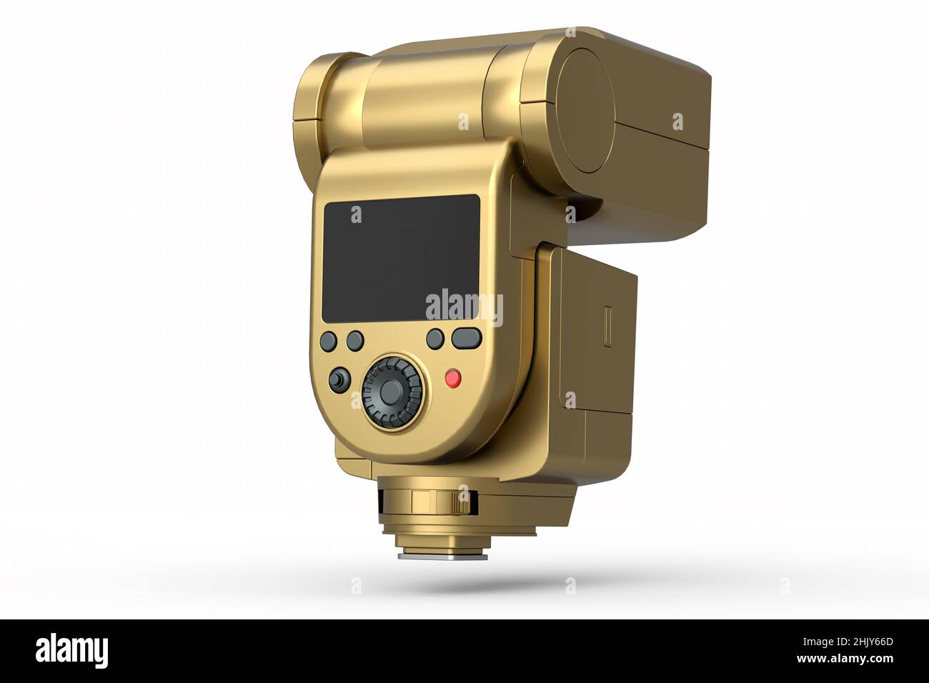 Camera external gold flash speedlight isolated on white background ...
