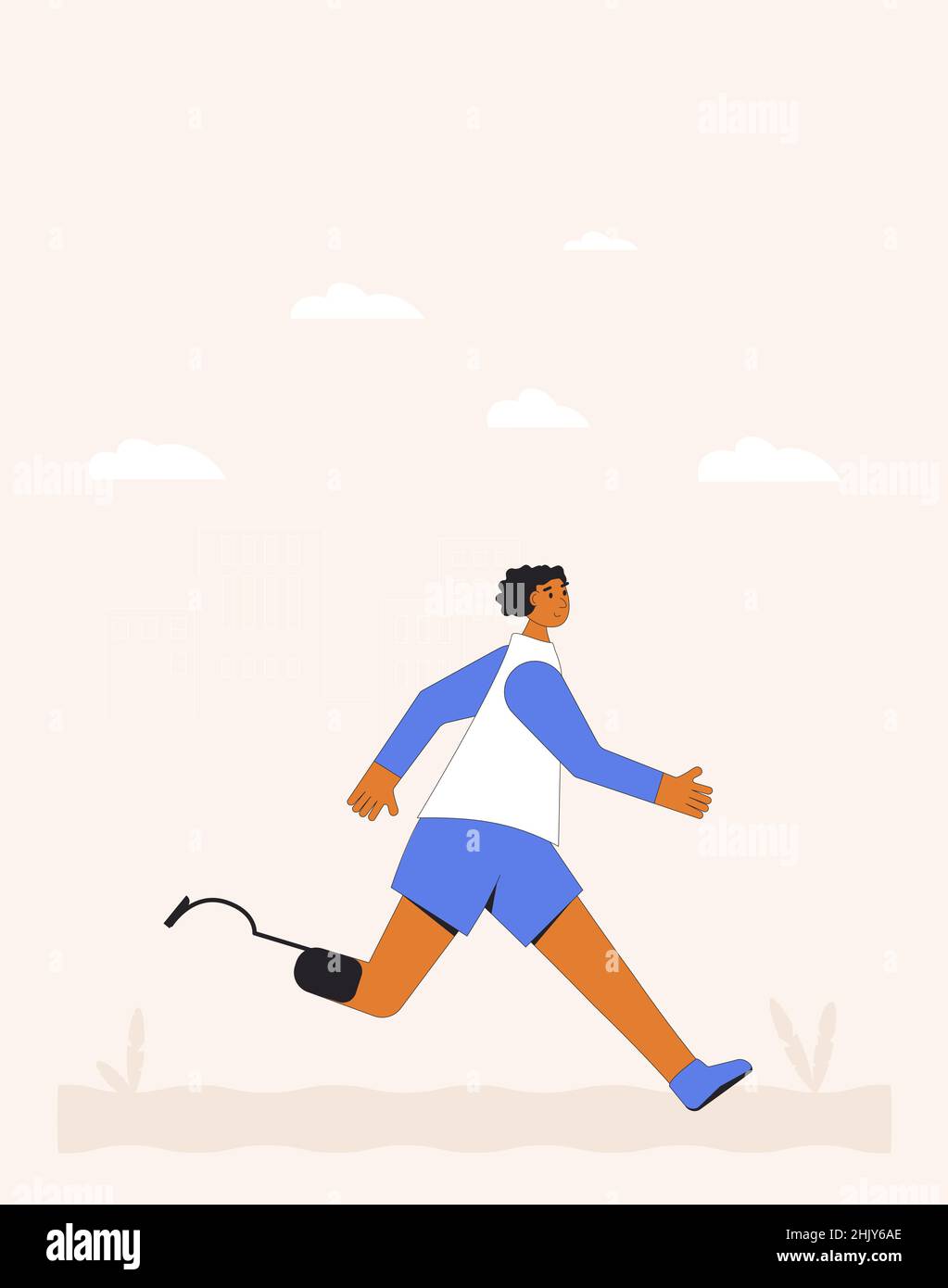 Running man with disability. Participation in sports races, athletic ...