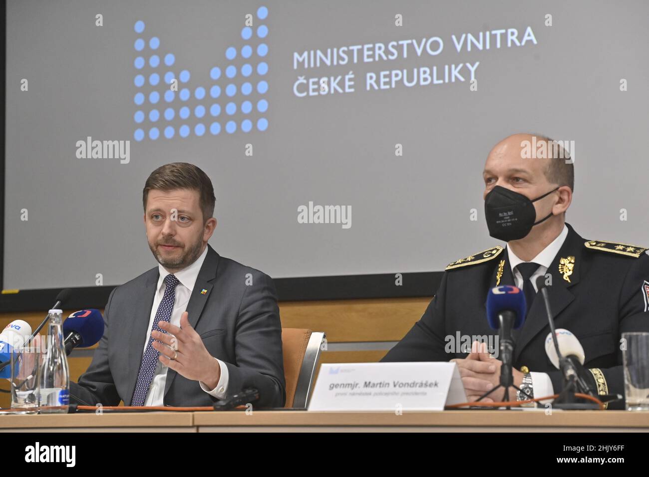 Czech Interior Minister Vit Rakusan, left, introduces the new Czech ...