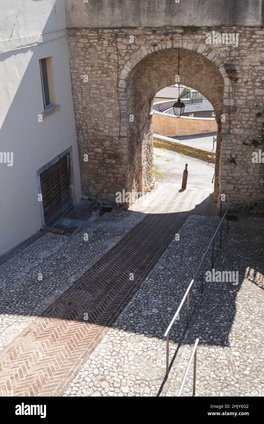 Piazza San Francesco square, View of Gate, Cascia, Umbria, Italy ...