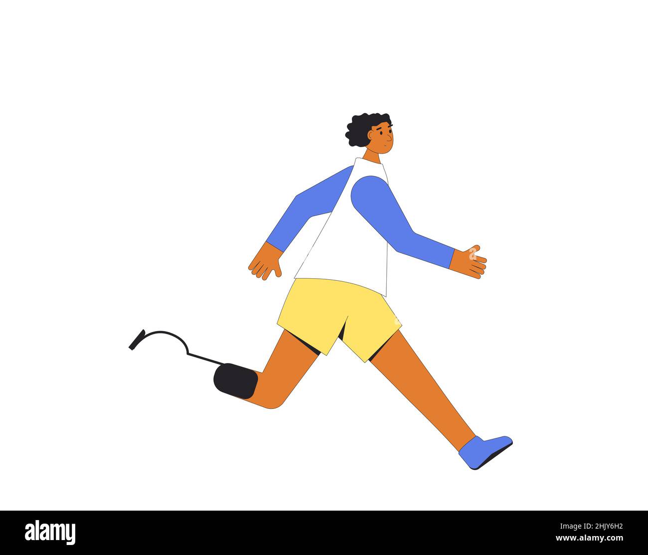 Running man with disability isolated on white background. Participation ...