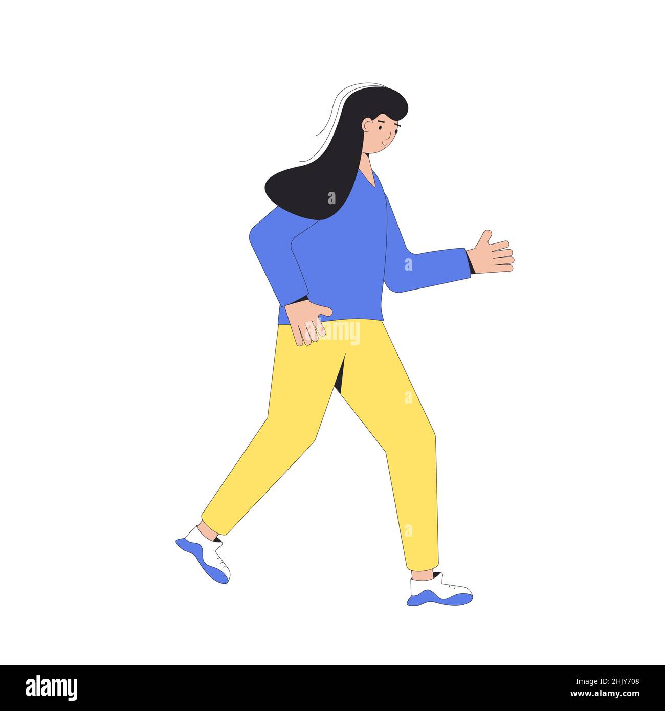 Female runner. Running young woman isolated on white background ...