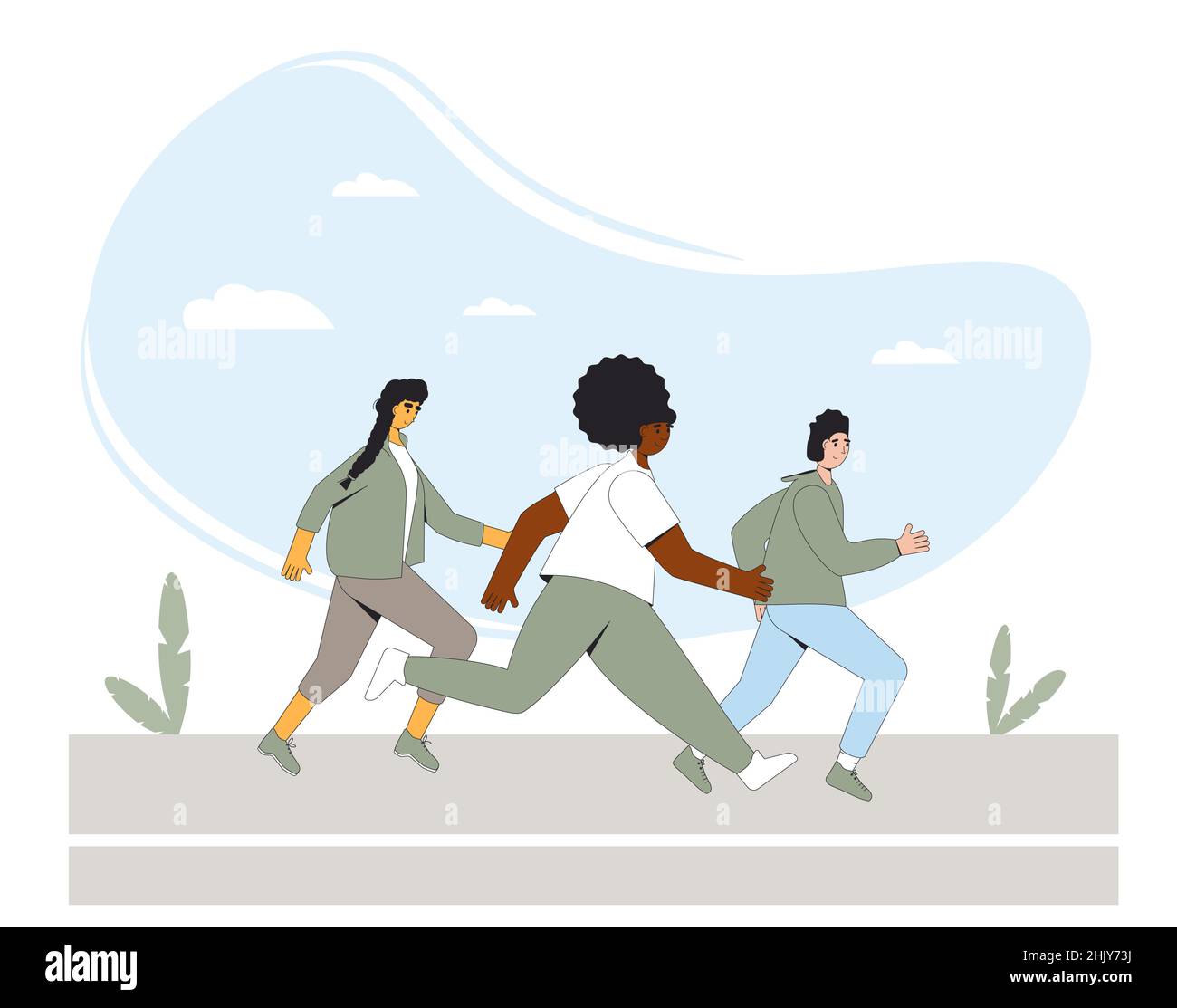 Running people. Differen runners, athletes, sportive characters ...