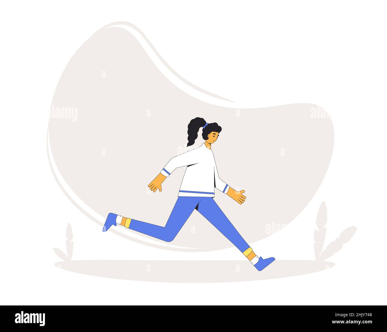 Running young woman. Female runner. Participation in sports races ...