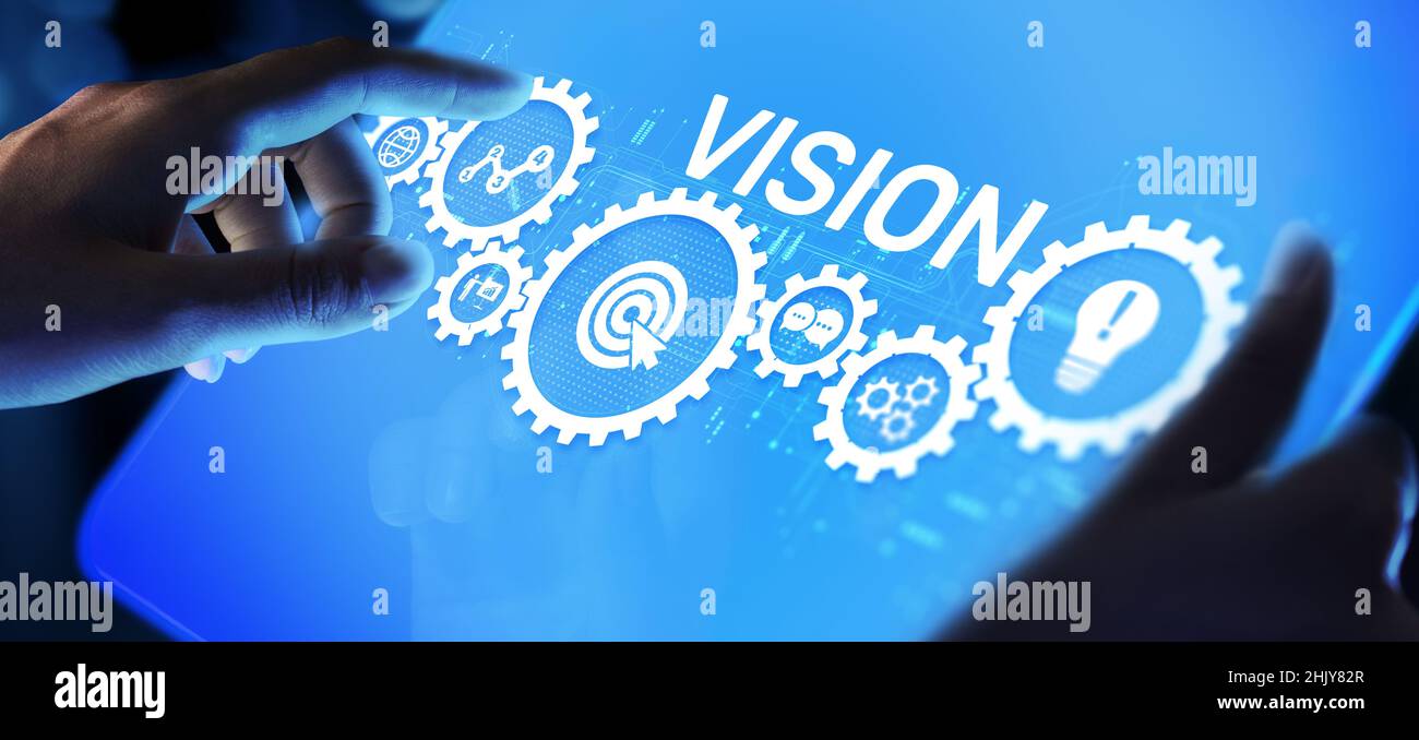 Vision mission business development strategy concept on virtual screen ...