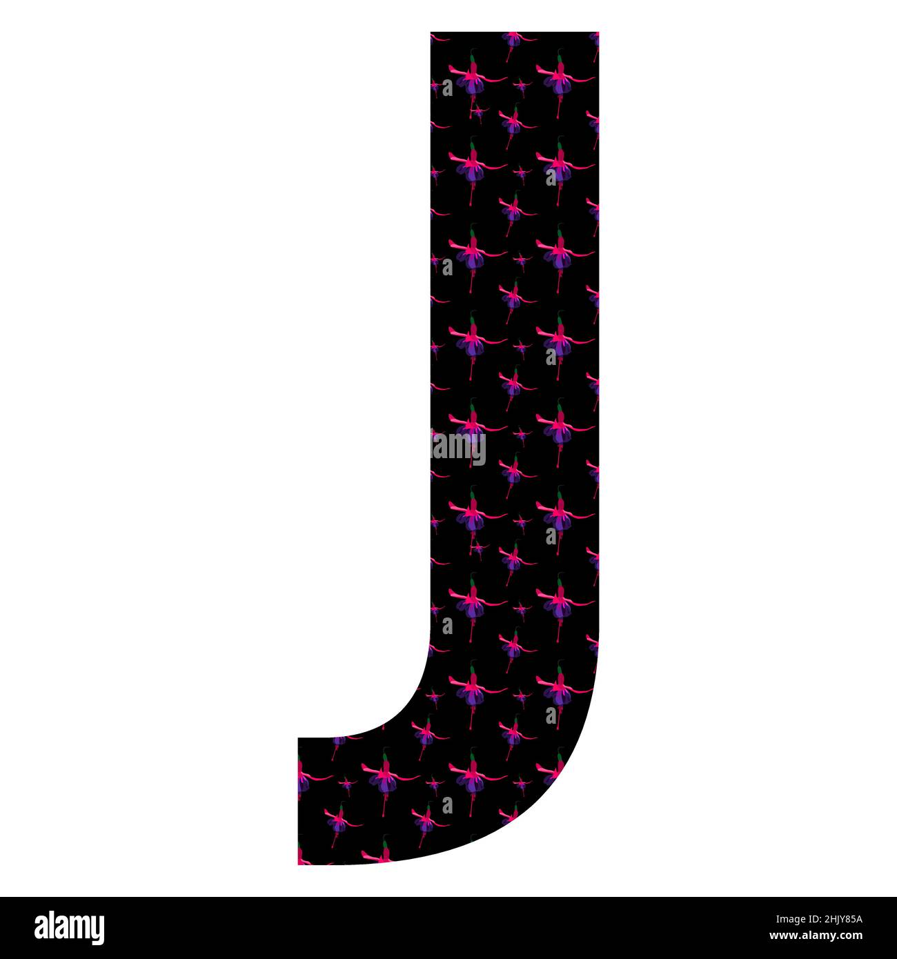 letter J of the alphabet made with a pattern of pink fuchsia flowers on ...