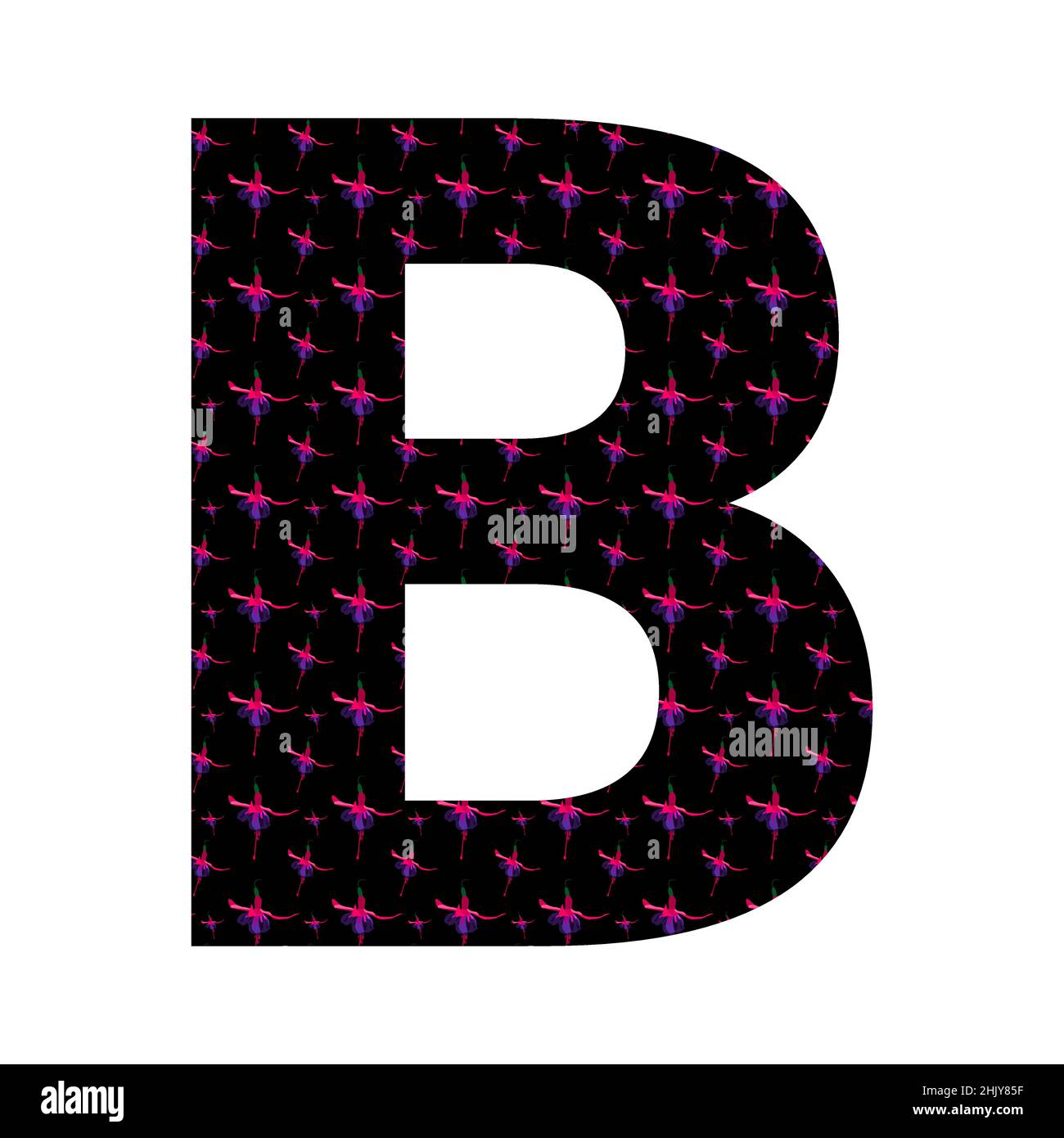 letter B of the alphabet made with a pattern of pink fuchsia flowers on ...