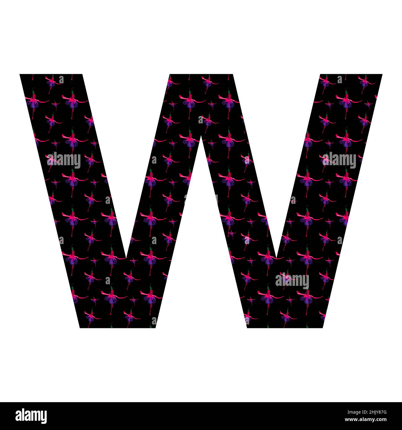 letter W of the alphabet made with a pattern of pink fuchsia flowers on ...