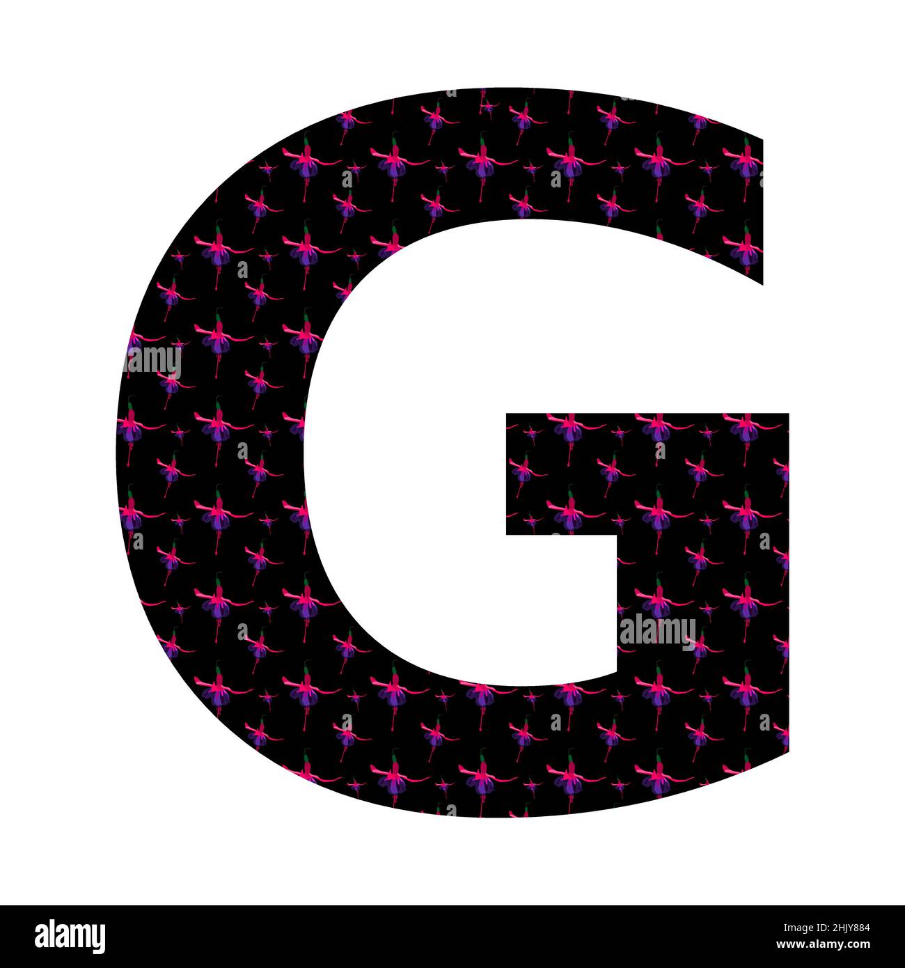 letter G of the alphabet made with a pattern of pink fuchsia flowers on ...