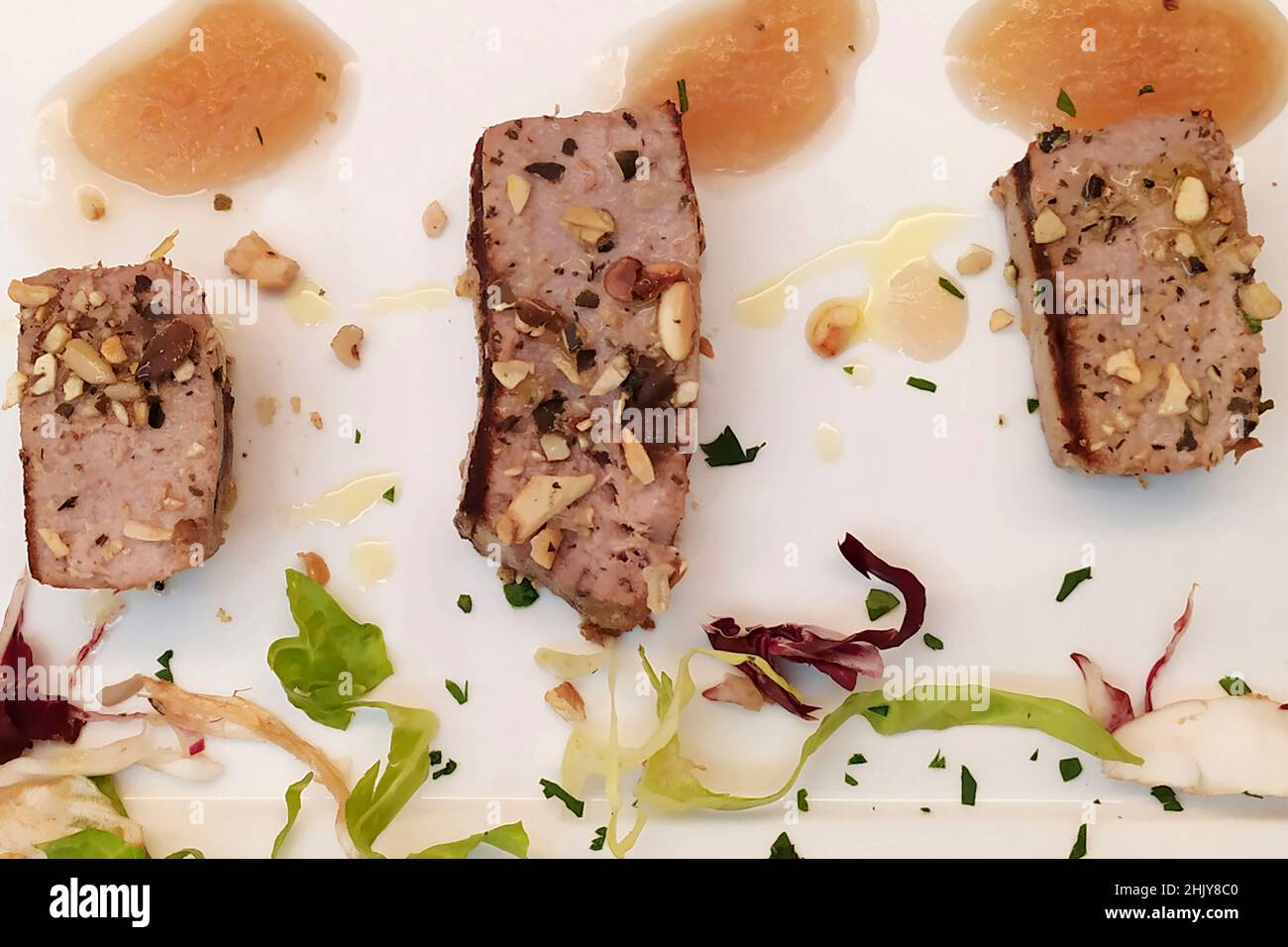 Tuna cooked in a pan Stock Photo - Alamy