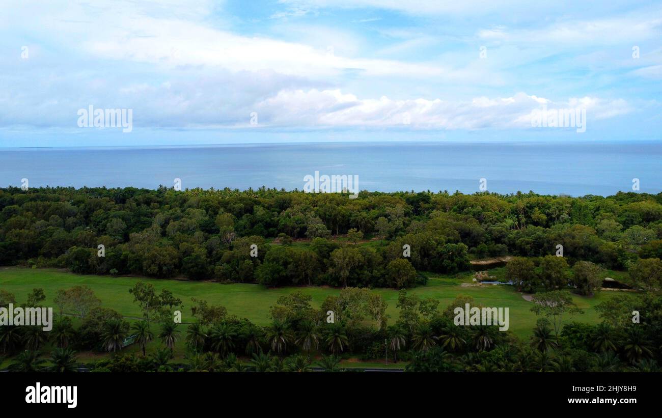 Aerial view of rainforrest and ocean Stock Photo - Alamy