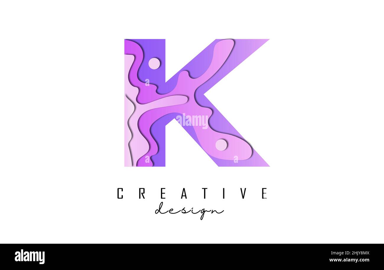 Letter K Logo with pop art and paper cut effect. Geometric vector ...