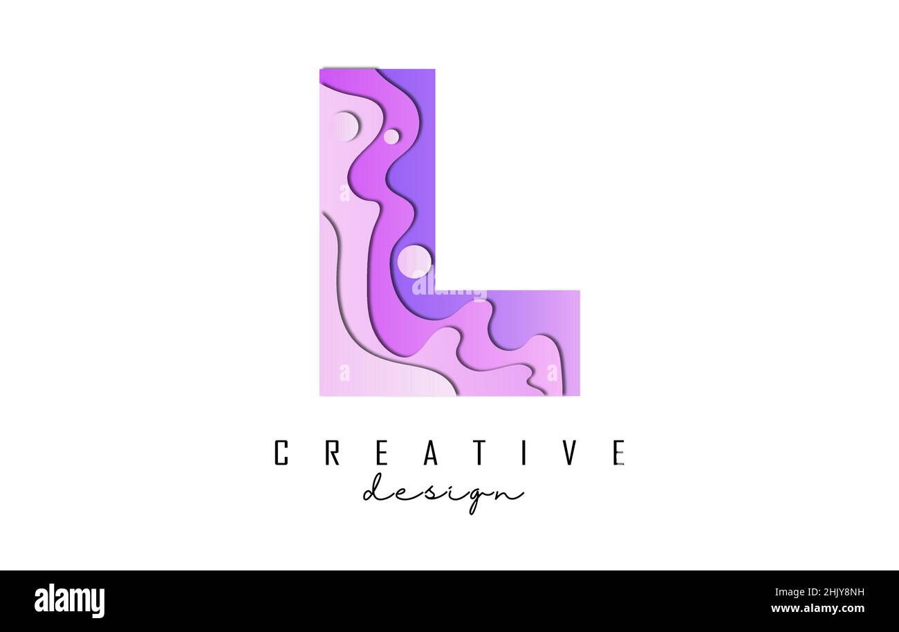 Letter L Logo with pop art and paper cut effect. Geometric vector ...