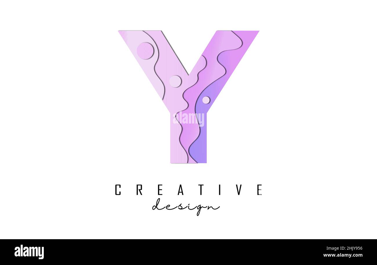 Letter Y Logo with pop art and paper cut effect. Geometric vector ...