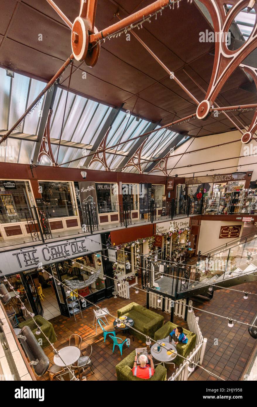 Composite image of restored Keighley Royal Arcade shopping centre and ...