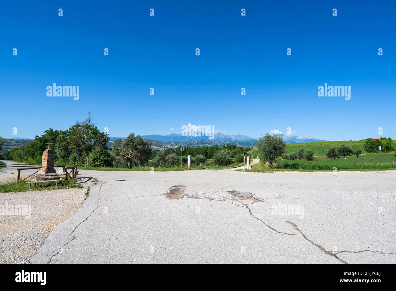 View of the Gran Sasso from the Church of Santa Maria di Propezzano ...