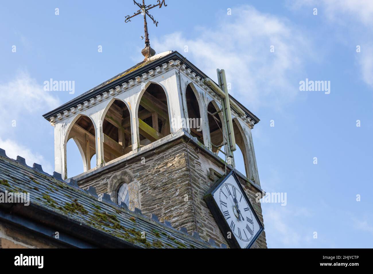 Clock tower Sunny Winter's Day in Looe, Cornwall, UK Stock Photo - Alamy