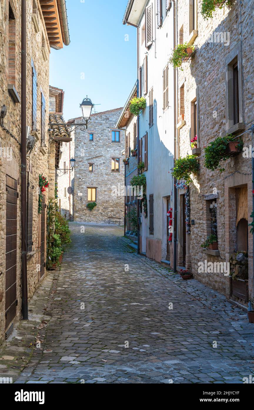 Medieval village of Frontino in the province of Pesaro and Urbino in ...