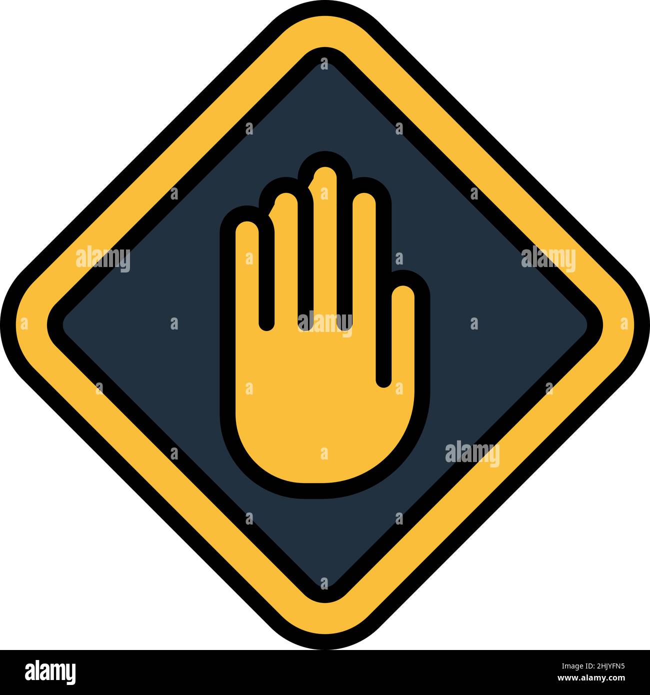 Icon Of Warning Hand. Editable Bold Outline With Color Fill Design ...
