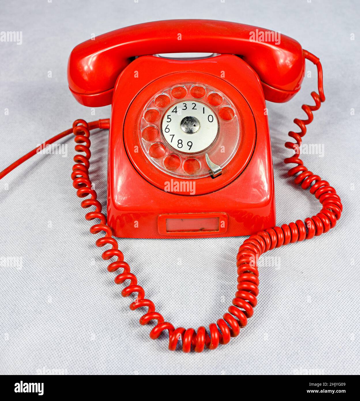 old school vintage red analog phone in Sweden Stock Photo - Alamy