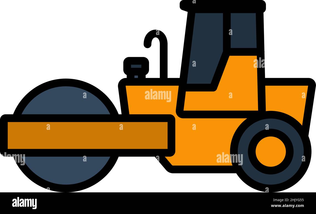 Icon Of Road Roller. Editable Bold Outline With Color Fill Design ...