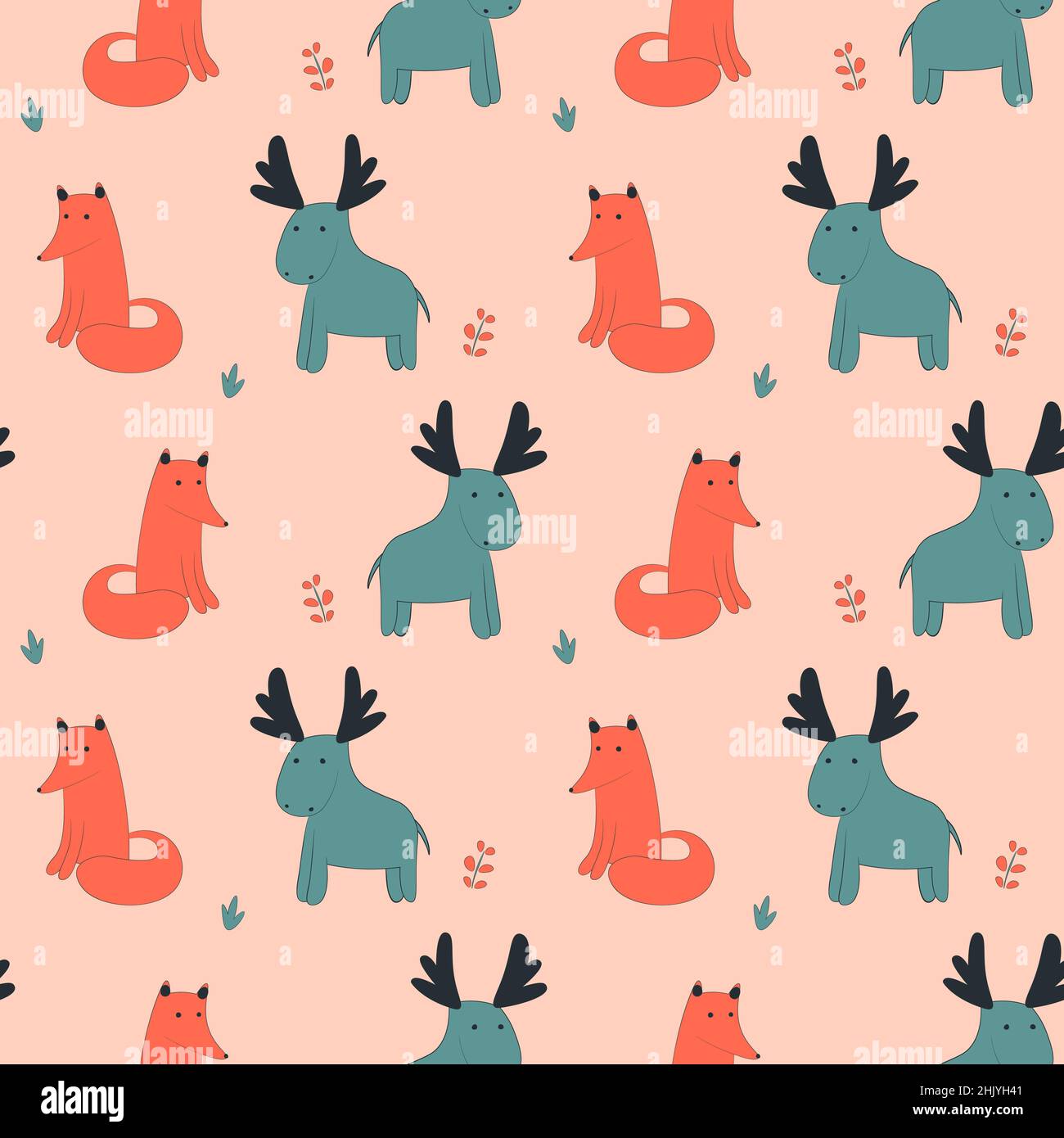 Hand drawn animals pattern. Vector illustration Stock Vector Image ...