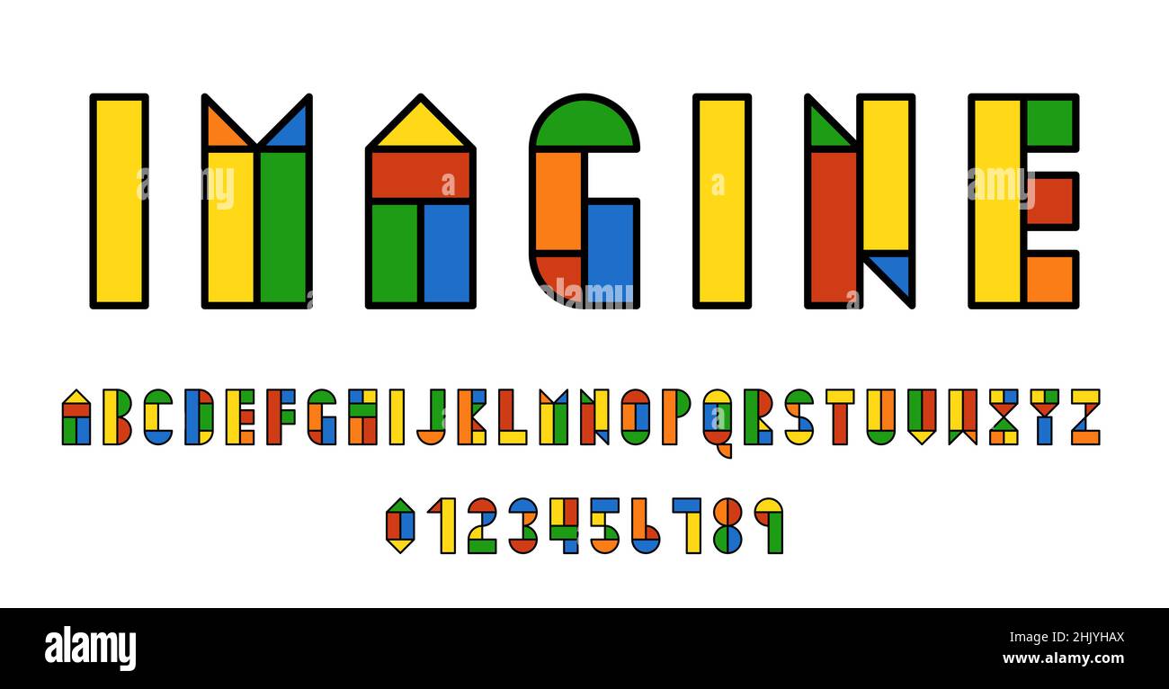 Set of alphabets font letters and numbers modern abstract design with ...