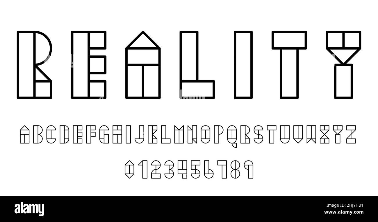 Set of alphabets font letters and numbers modern abstract design with ...