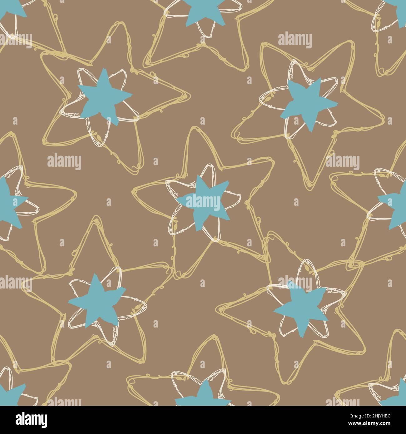 Gender neutral sleepy star seamless vector background. Simple whimsical ...