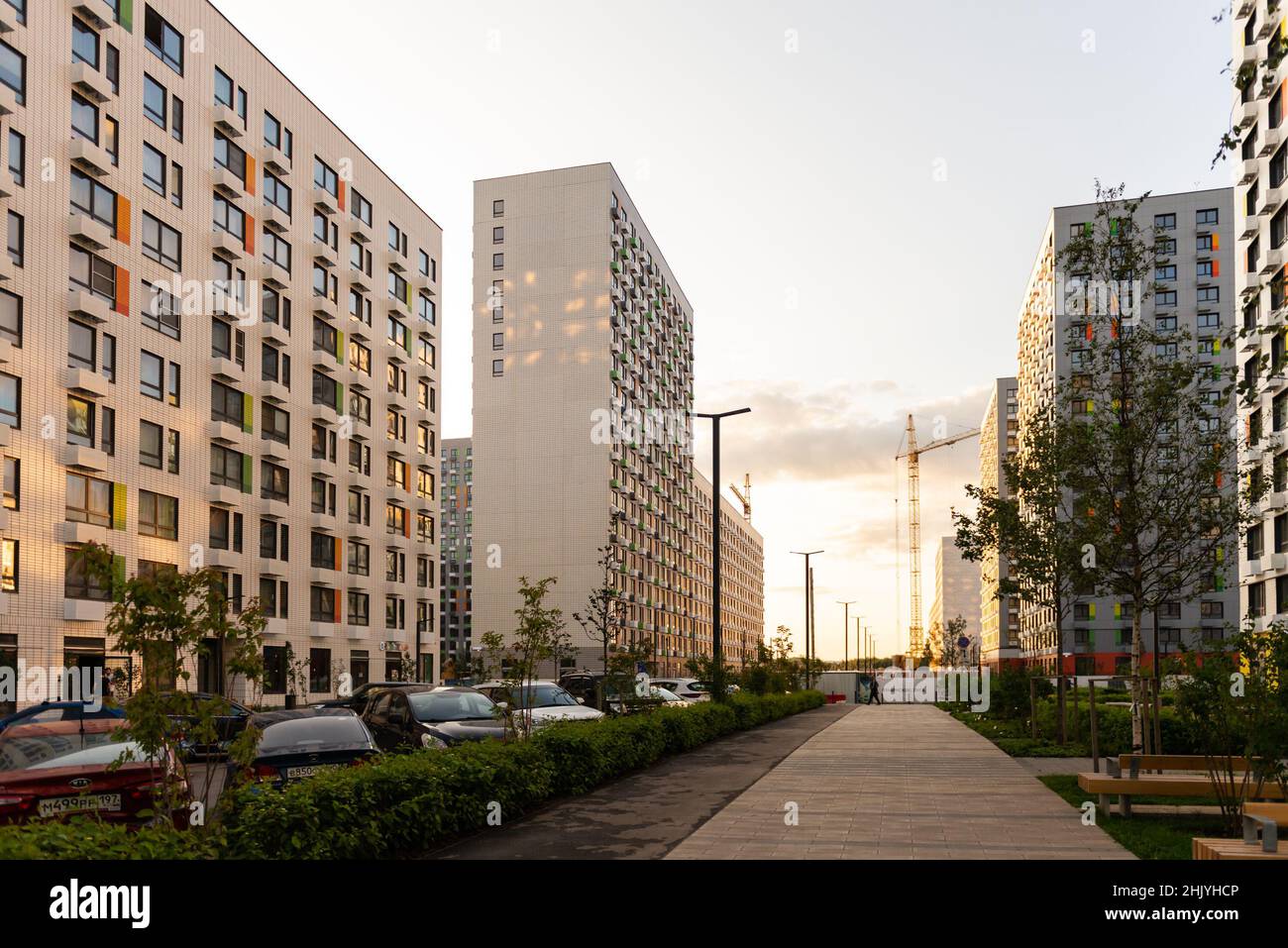 Moscow. Russia. Autumn 2019. New housing complex in New Moscow. Multi ...