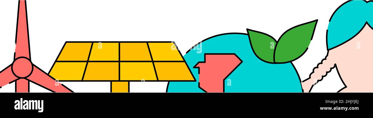 Ecology and green energy related horizontal banner or bottom border ...