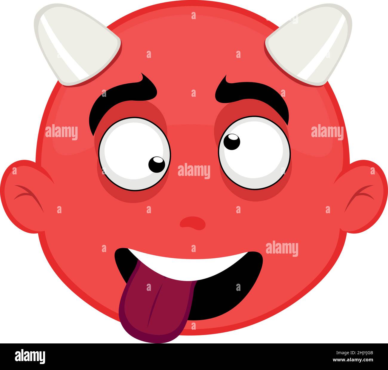 Vector illustration of the face of a cartoon devil with a crazy ...