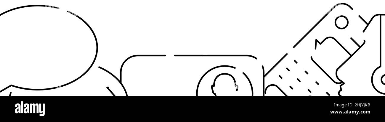 Online messaging and support related horizontal banner or bottom border ...