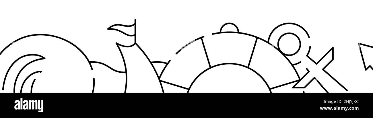 Sea, maritime related horizontal banner or bottom border template ...