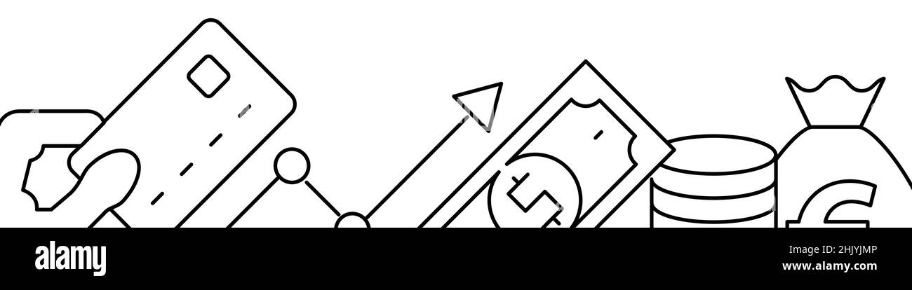 Money, banking related horizontal banner or bottom border template ...