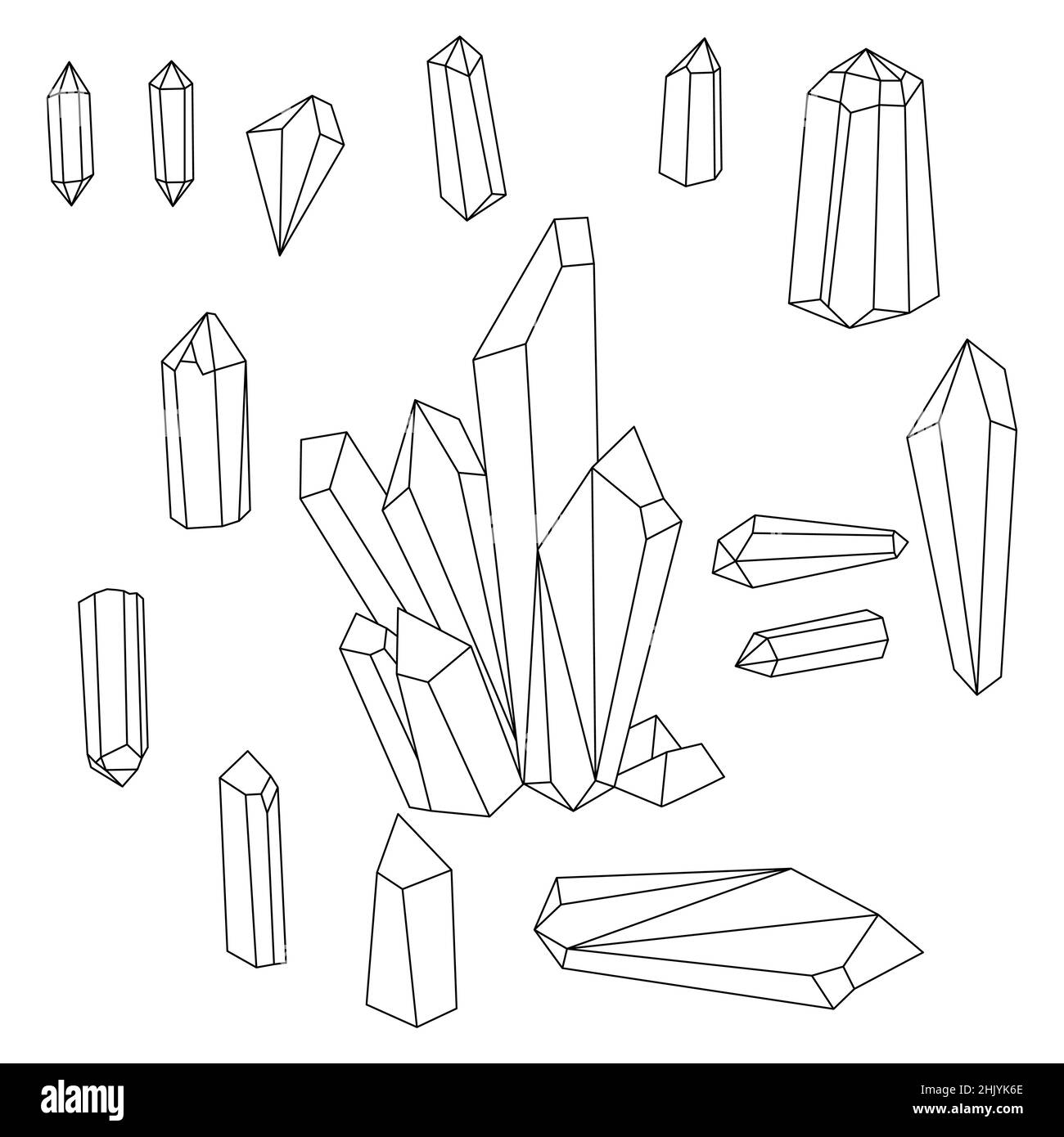 Hipster crystal outline vector illustration minimalist icon set. Linear ...