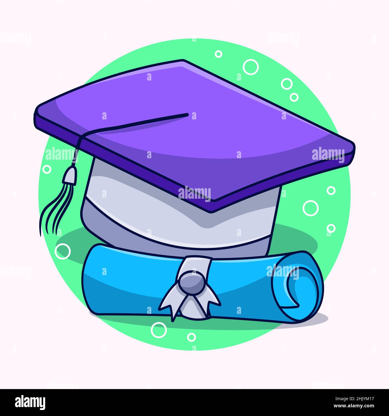 Graduation hat and diploma with hand drawn doodle illustration Stock ...