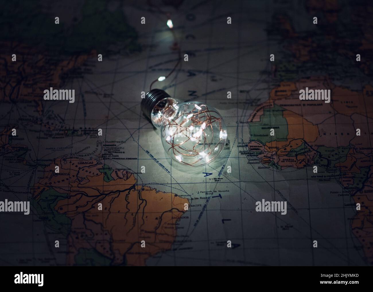 Lightbulb on the world map, the concept of tourism and travel Stock ...