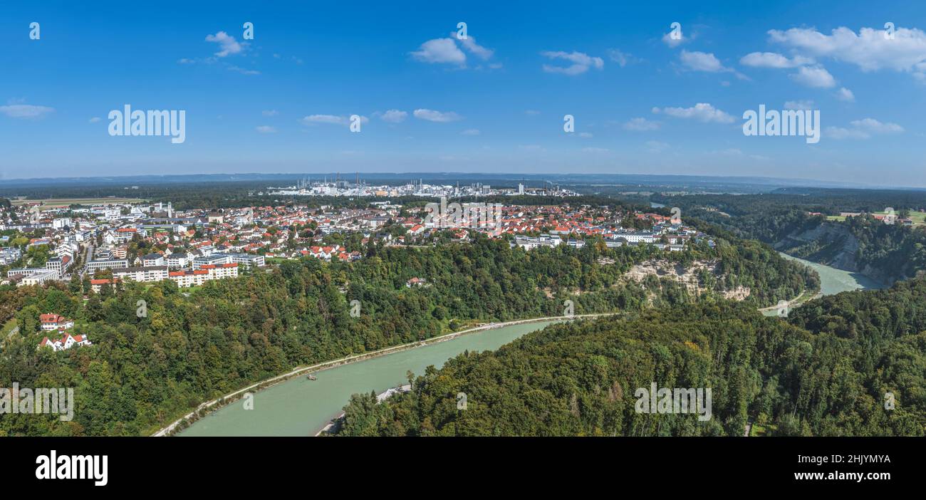 Aerial view to Burghausen and his famous castle Stock Photo - Alamy