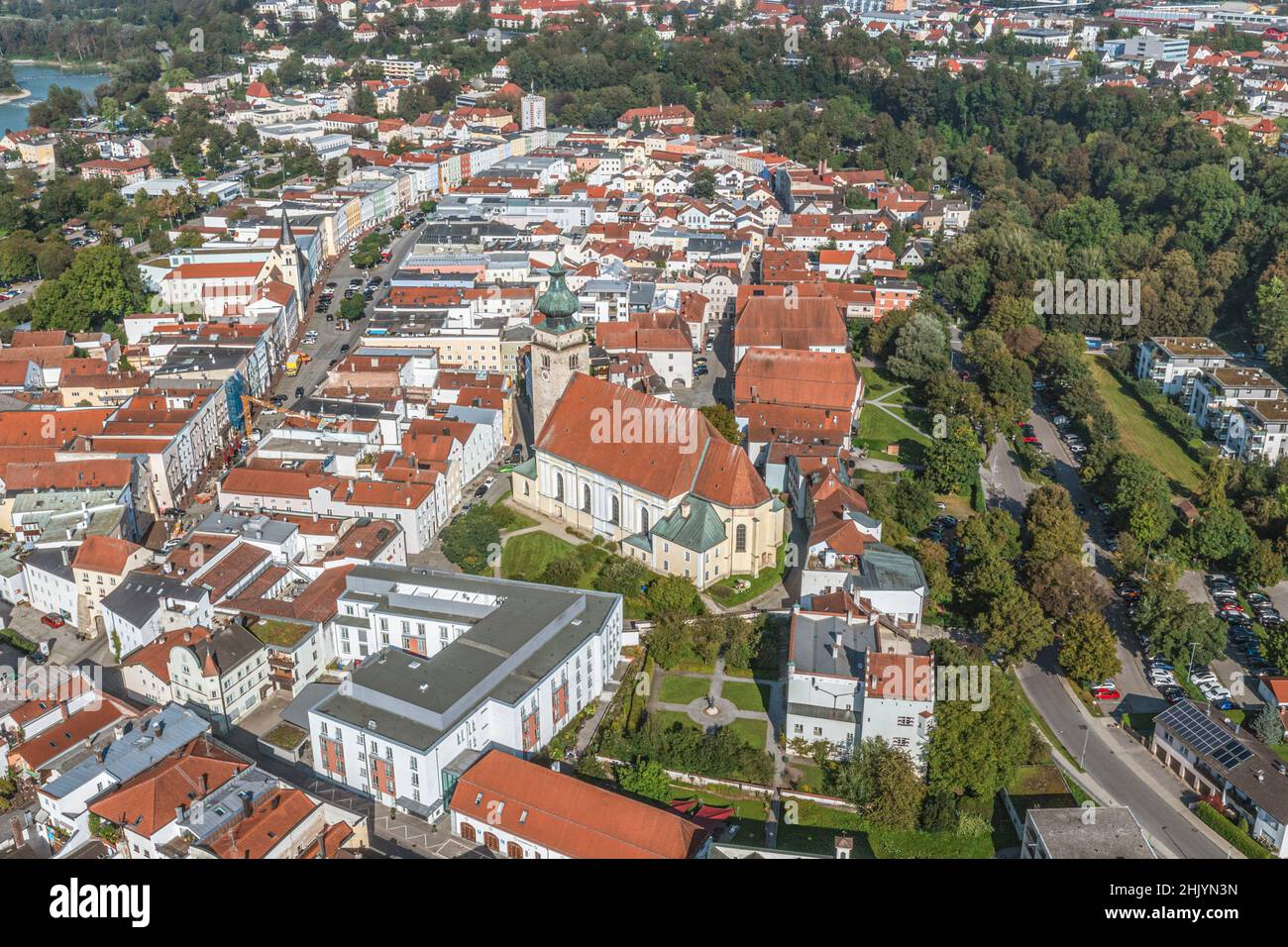 Aerial view to Mühldorf on Inn Stock Photo - Alamy