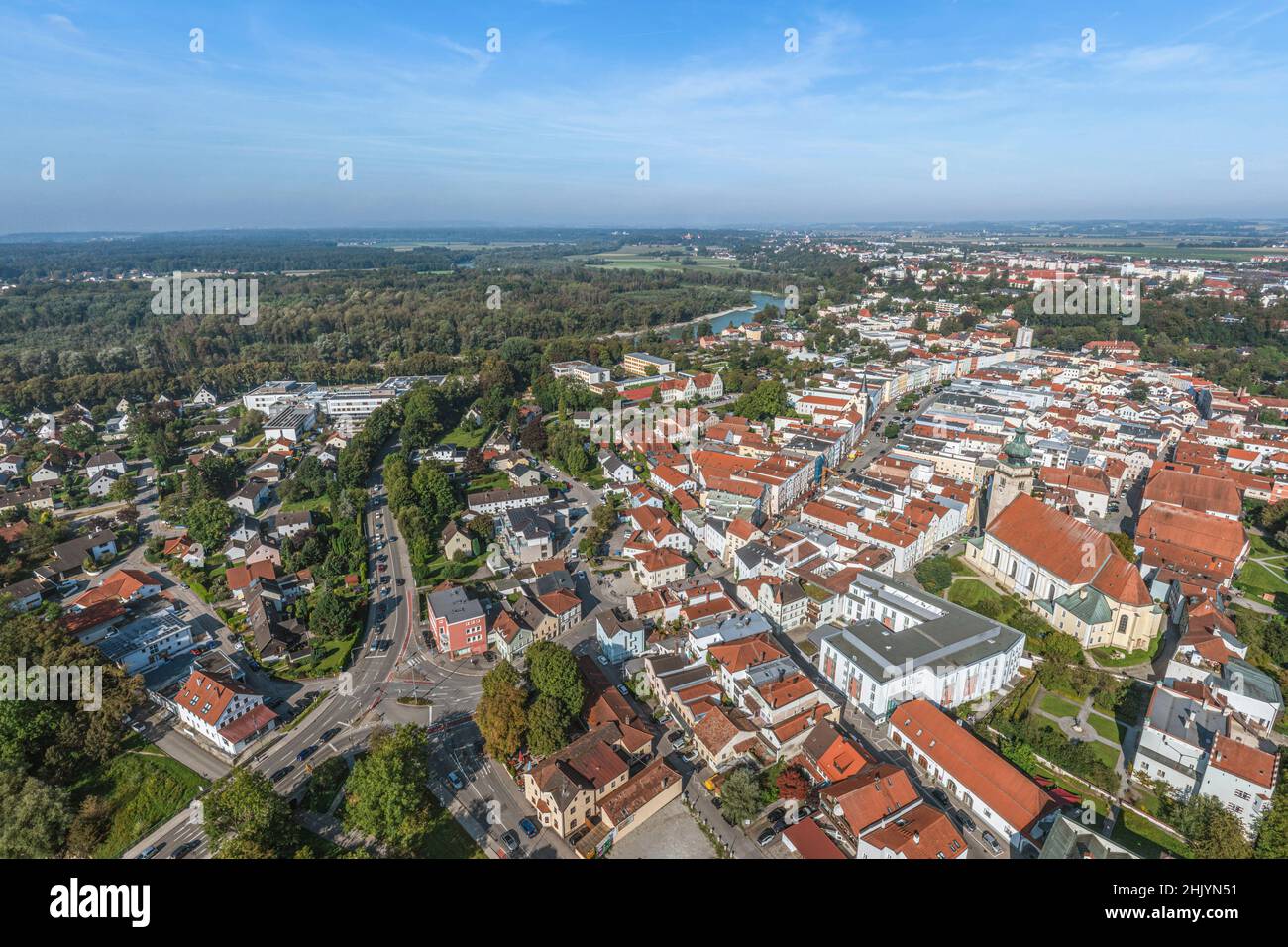 Aerial view to Mühldorf on Inn Stock Photo - Alamy