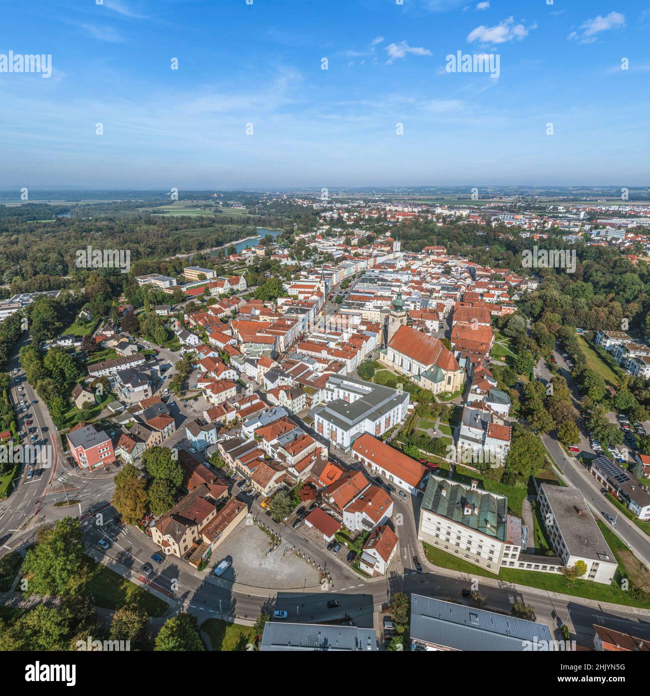 Aerial view to Mühldorf on Inn Stock Photo - Alamy