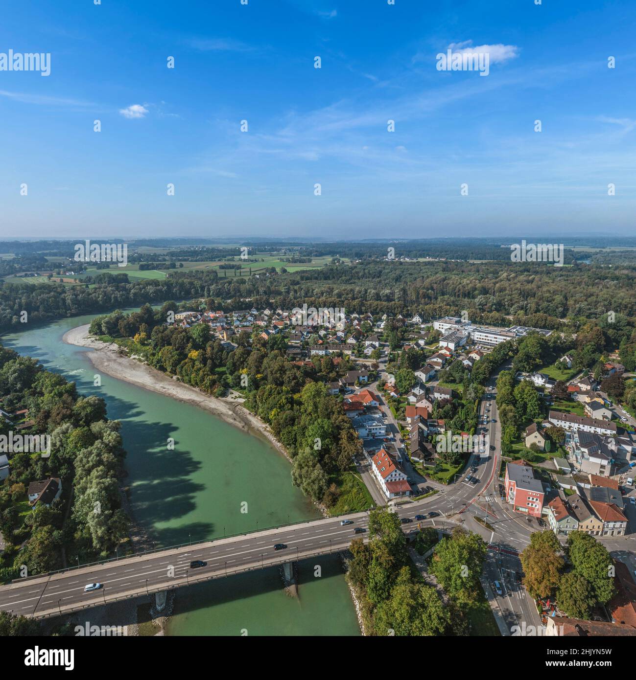 Aerial view to Mühldorf on Inn Stock Photo - Alamy