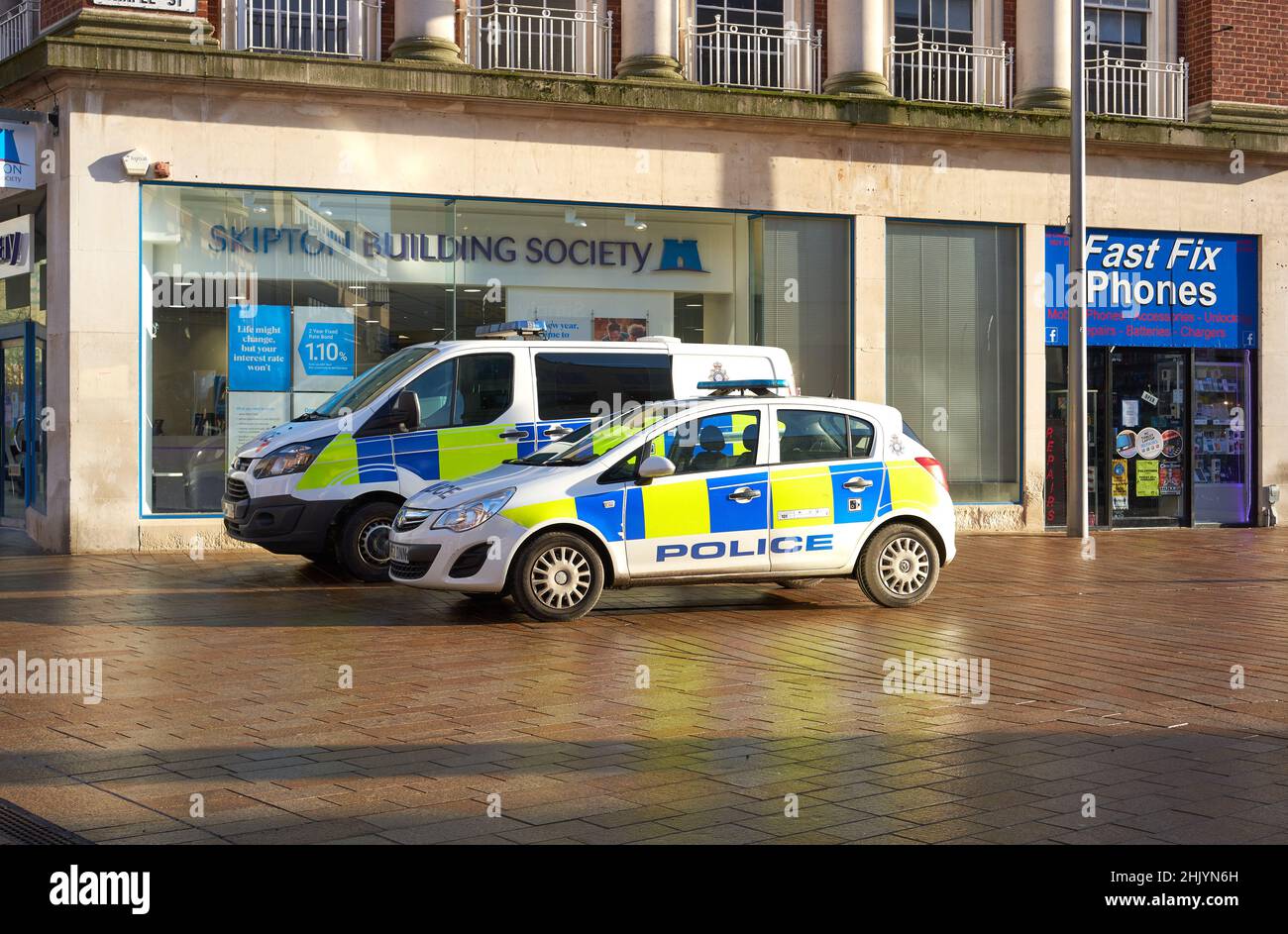 Two police vehicles in Hull city center Stock Photo - Alamy