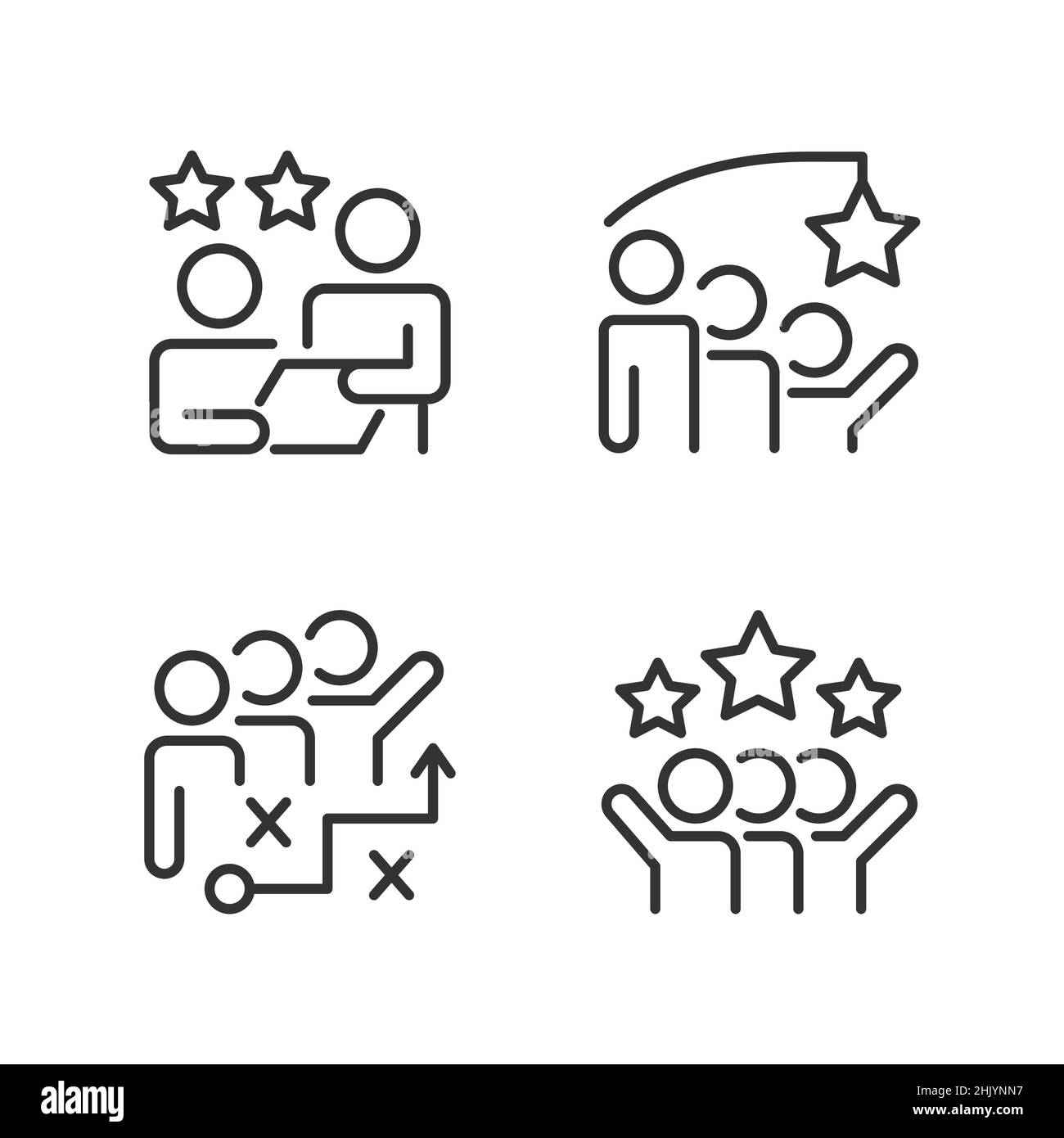 Group achievement pixel perfect linear icons set Stock Vector Image ...